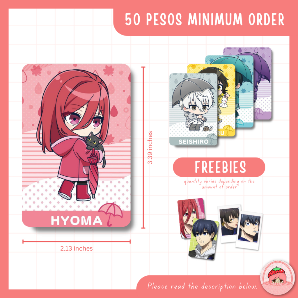 BLUE LOCK CHIBI RAINY DAY ANIME PC PHOTOCARD UNOFFICIAL FANMADE PRINT ...