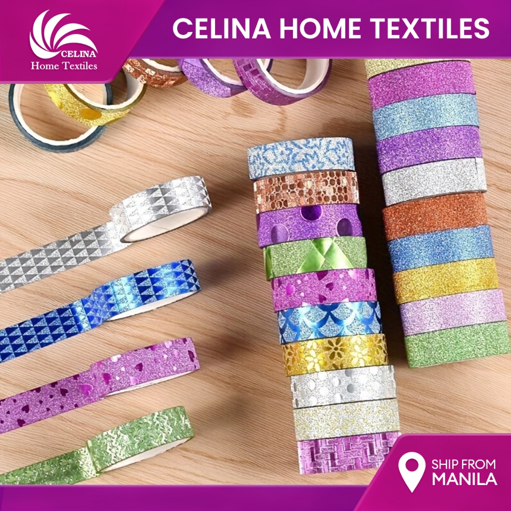 Celina Home Decorative Glitter Mini Tape DIY Suitable for Scrapbook 10 ...