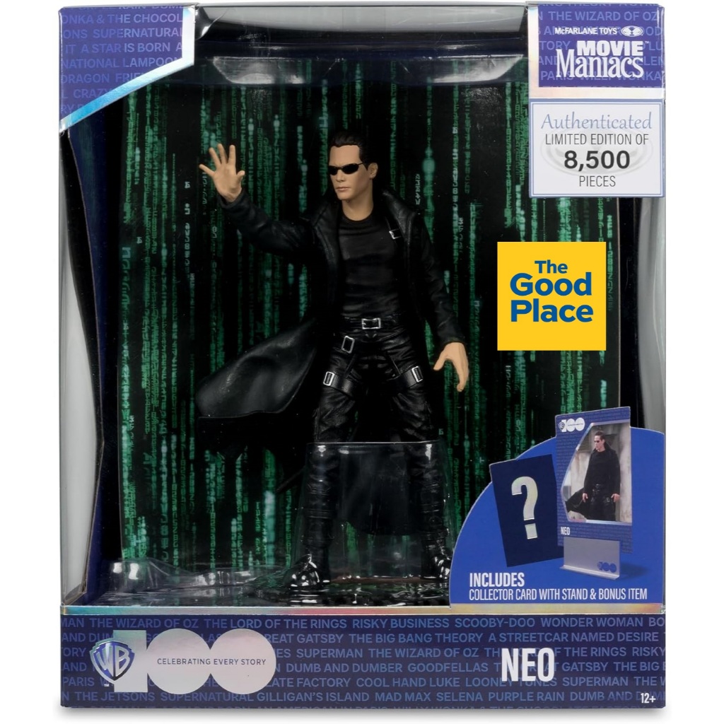 MCFARLANE MOVIE MANIACS Neo The Matrix 6-inch Posed Figure With Matrix ...