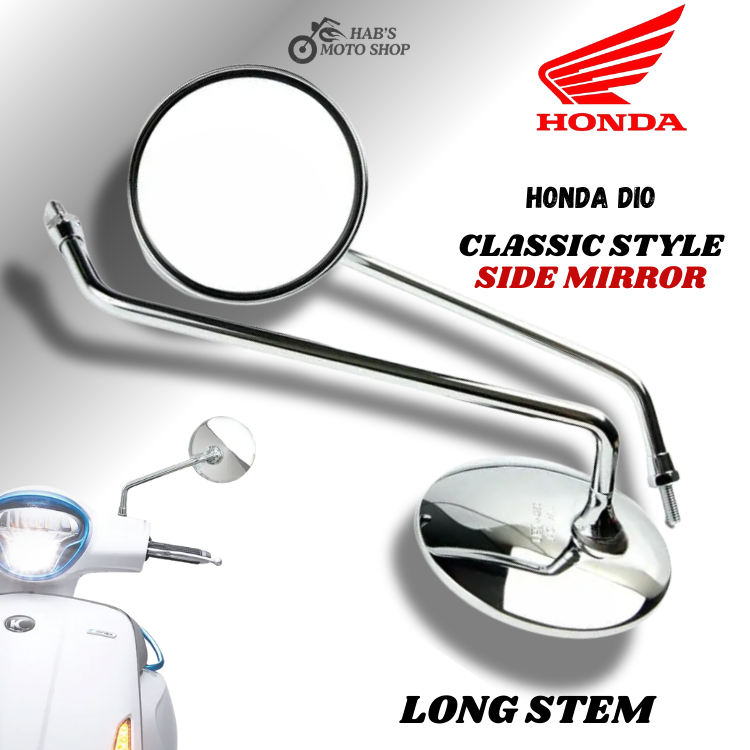 HONDA DIO Classic Retro Style Round Circle Silver Long Stem Size Side ...