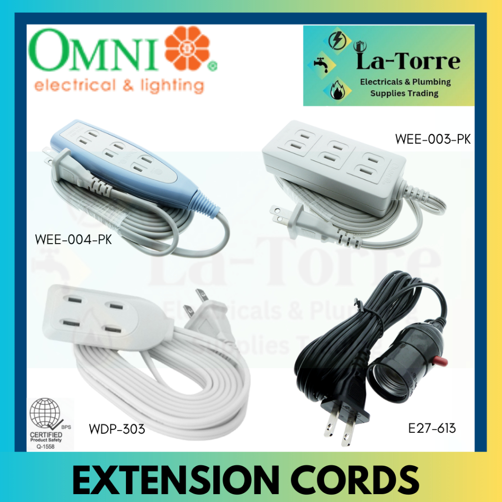 OMNI ECO Extension Cord Set, Dual Portable, Push Through Socket ...