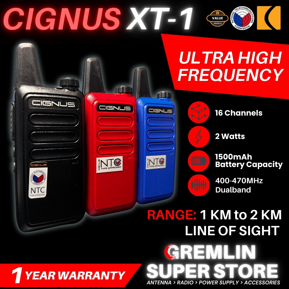 Cignus XT2 UHF two way portable radio walkie talkie (Blue, Black, Red ...