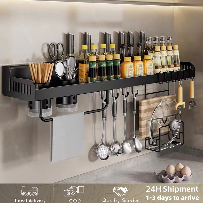 Stainless Steel Condiments Organizer Wall Mounted kitchen Hanging Spice ...