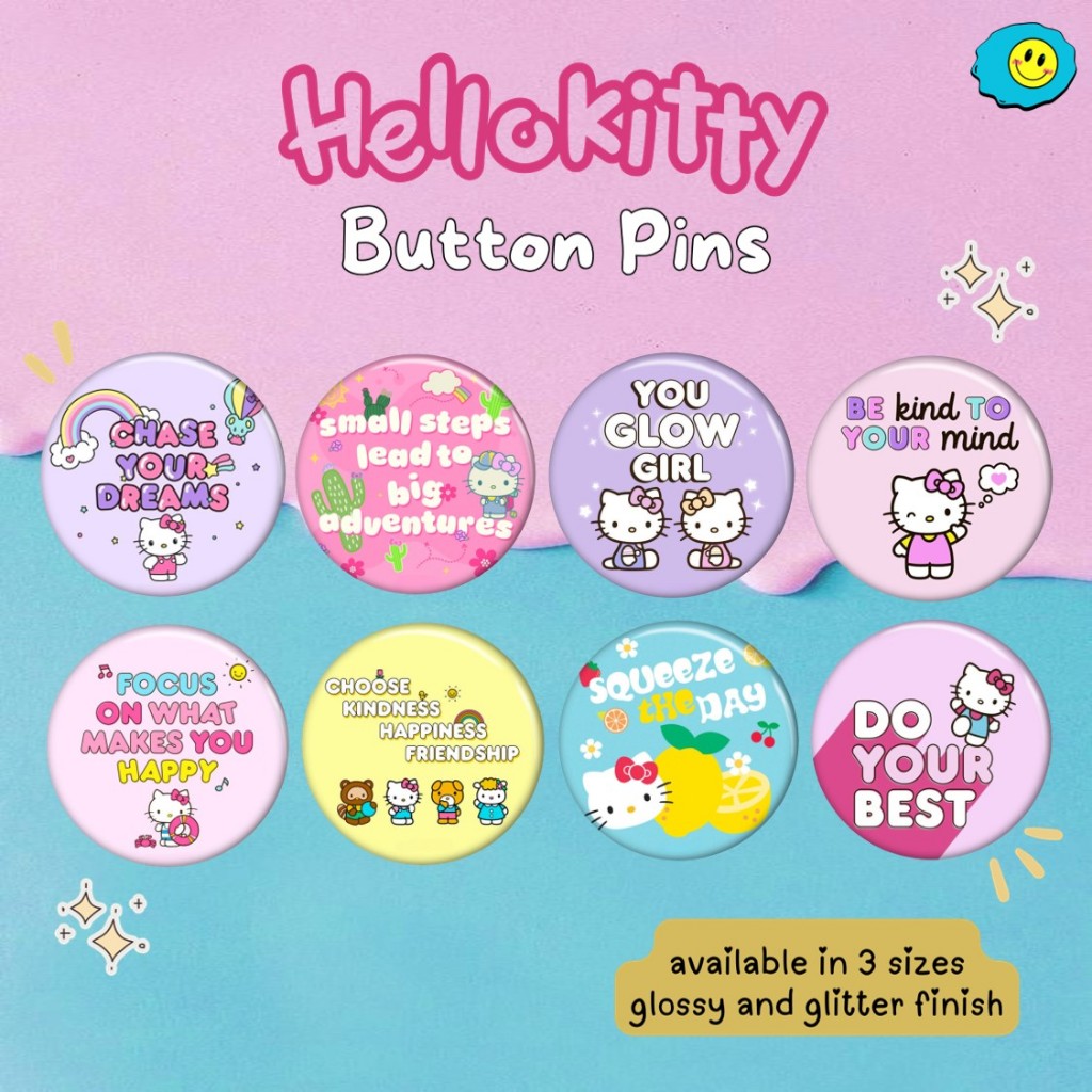 Hello Kitty Button Pin Badge Sanrio Cute Kawaii Button Pins 25mm 32mm ...