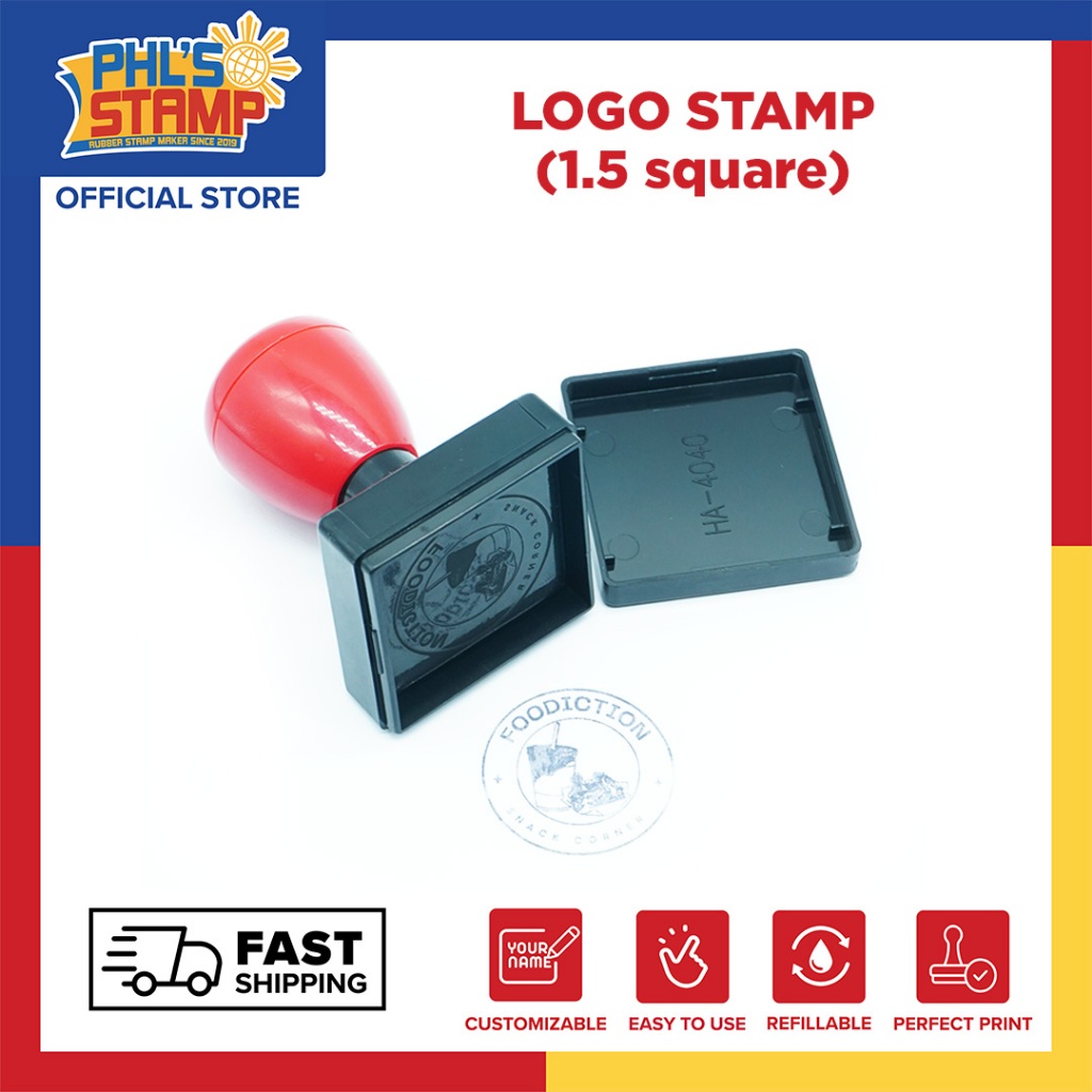 LOGO STAMP 1.5x1.5 INCH PERSONALIZED WATERPROOF | Shopee Philippines