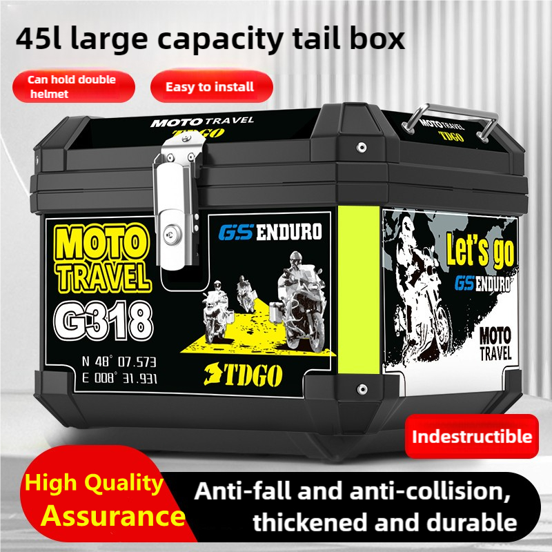 motorcycle top box anti theft trunk box storage hard plastic top box 45 ...