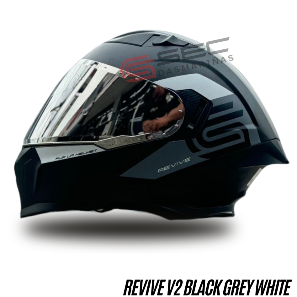 SEC Revive v2 Black Grey White Modular Helmet | Shopee Philippines