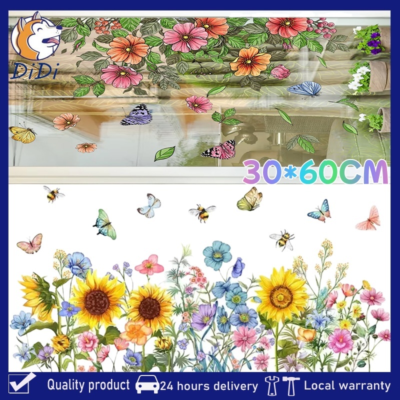 30*60CM flower decorative paper paste PVC wall paste glass sticker ...