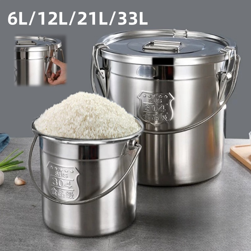 rice dispenser metal 25 kg stainless rice bucket banga lagayan ng bigas ...
