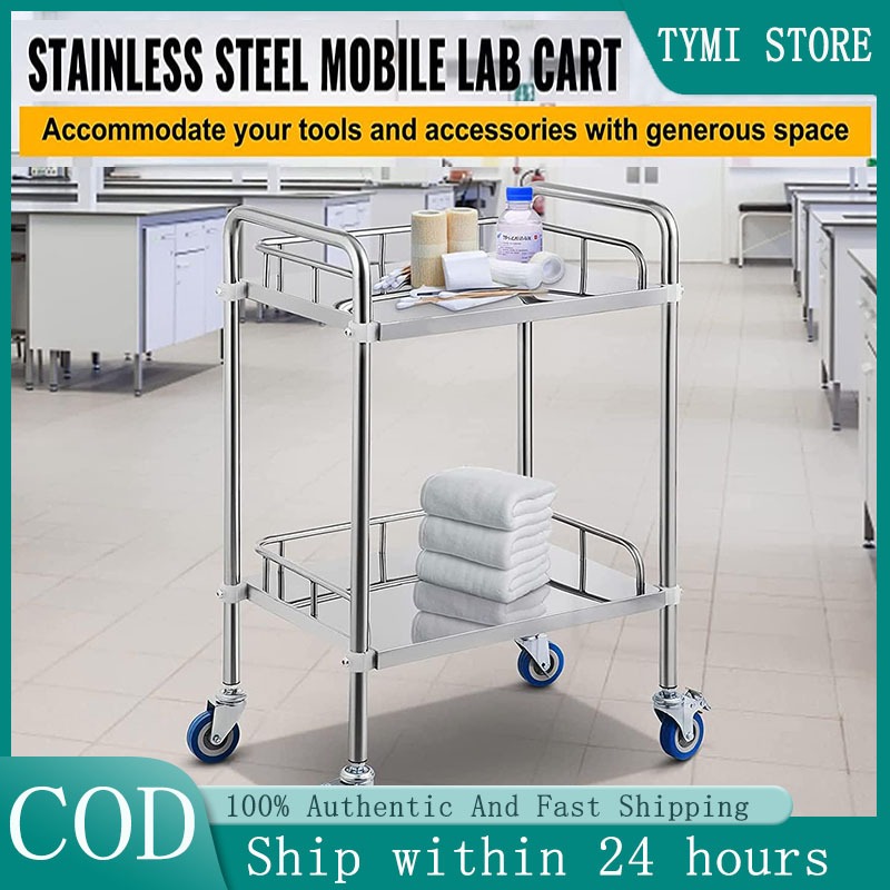 Double Surgical Trolley With Wheels Trolley Stainless Steel Medical ...