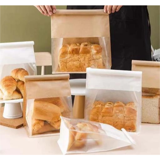 50pcs Toast Bread bag White/brown Bread Bag w/ window & self sealing ...