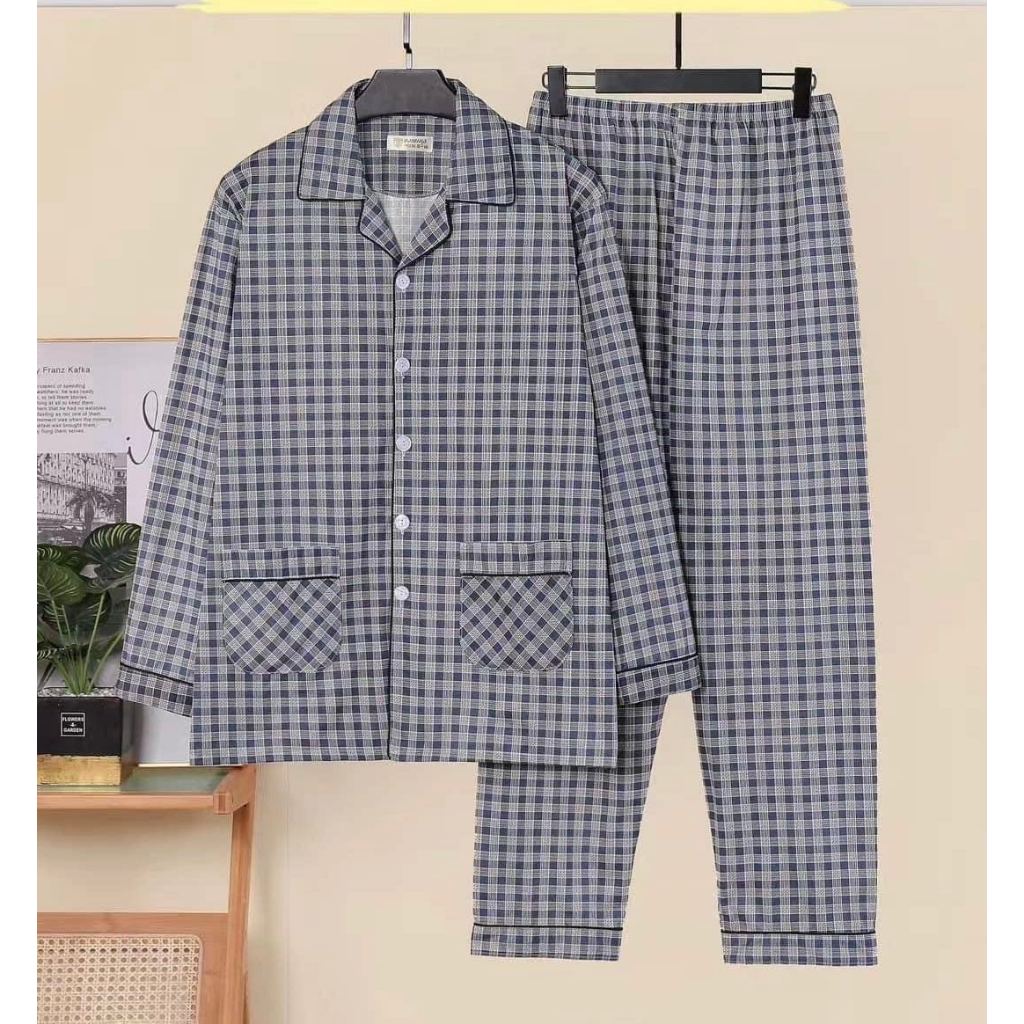 Zshop Men's Sleepwear Long sleeve Pajama Set Polyester Cloth Loungewear ...