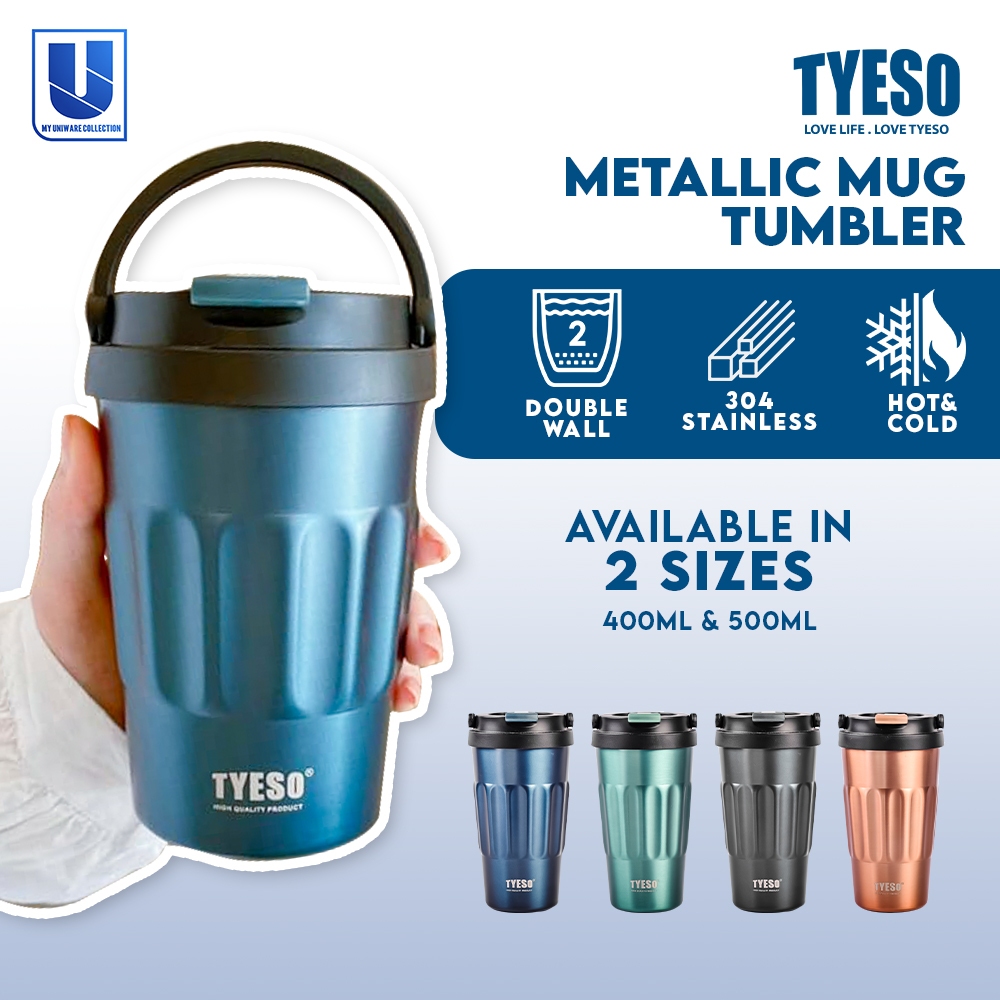 TYESO Metallic Insulated Coffee Mug Stainless Steel Vacuum Tumbler ...