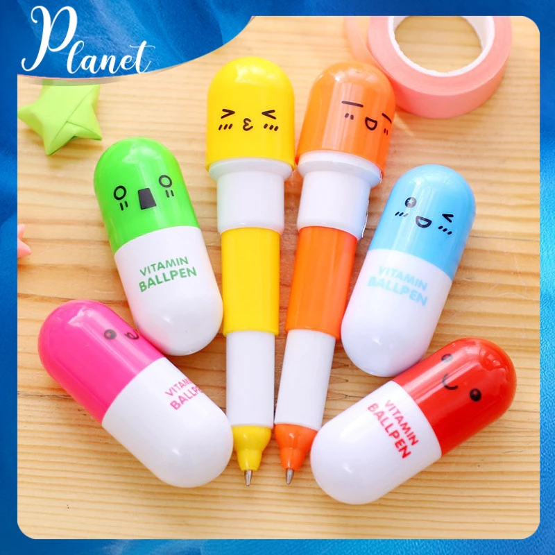 Mini Capsule Pill Pen Retractable Plastic Ballpoint Pen Creative Cute ...