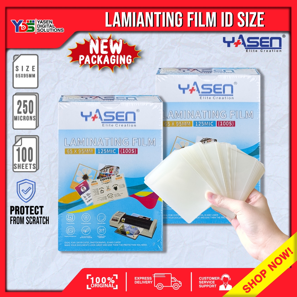 Yasen Laminating Film 65mm x 95mm 250 Microns (100 Sheets) | Shopee ...