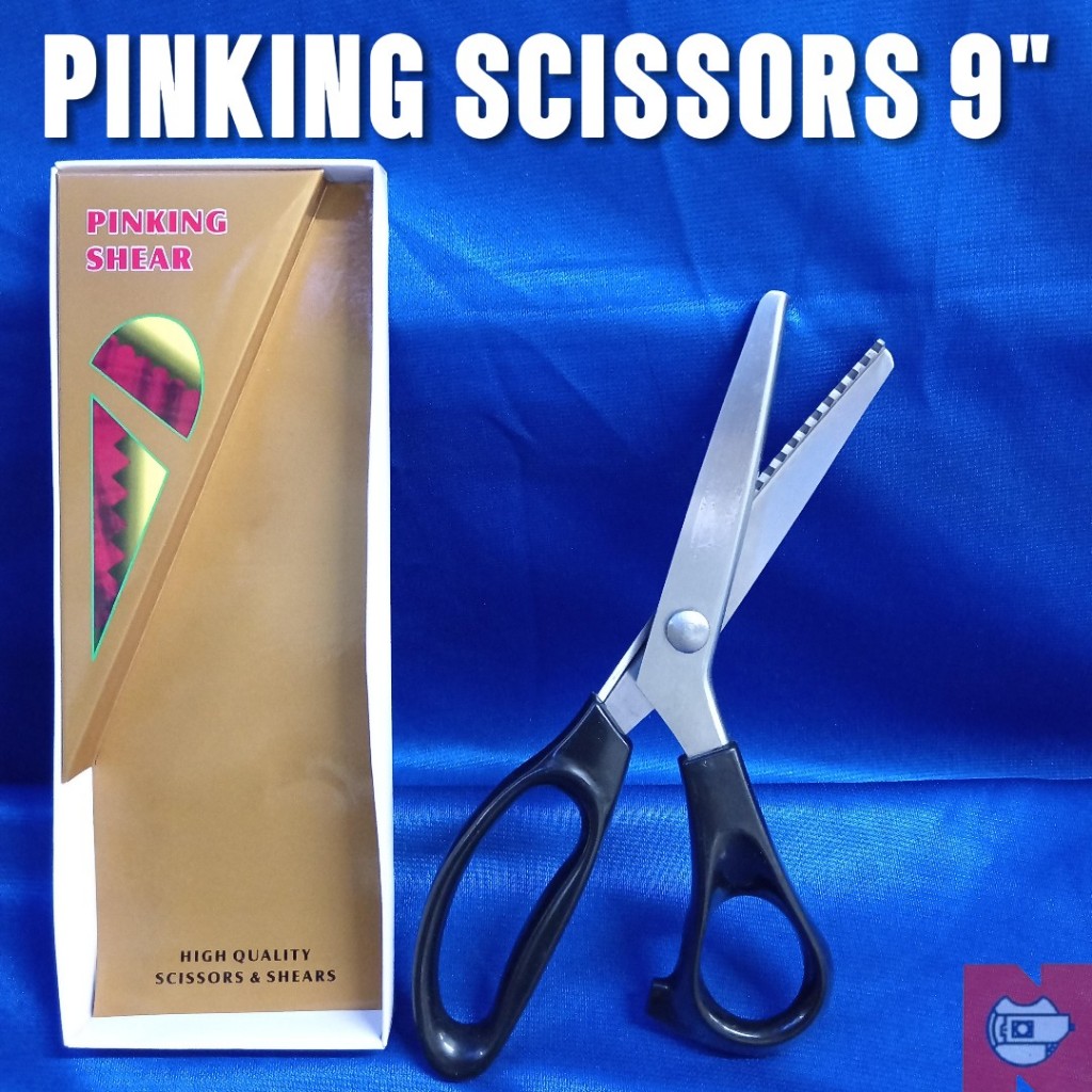SCISSORS 9" PINKING SHEAR FOR FABRIC DRESSMAKING SCALLOPED EDGE ...