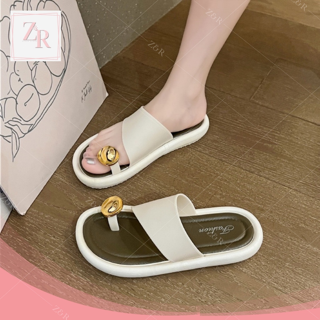 Z&R Store Open Toe One Full Strap Slip On Rubber Material Slippers For ...