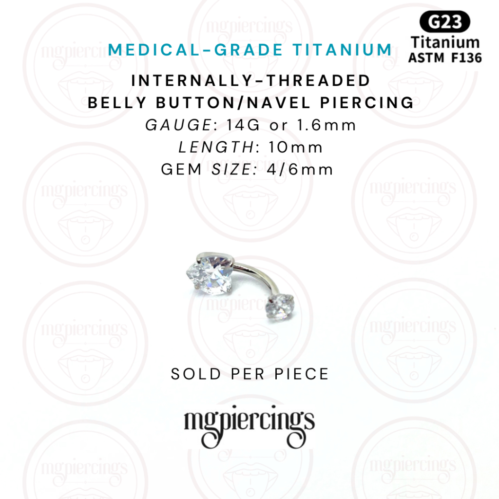 MGPIERCINGS Belly Button Navel Heart Medical-Grade Titanium G23 ASTM ...