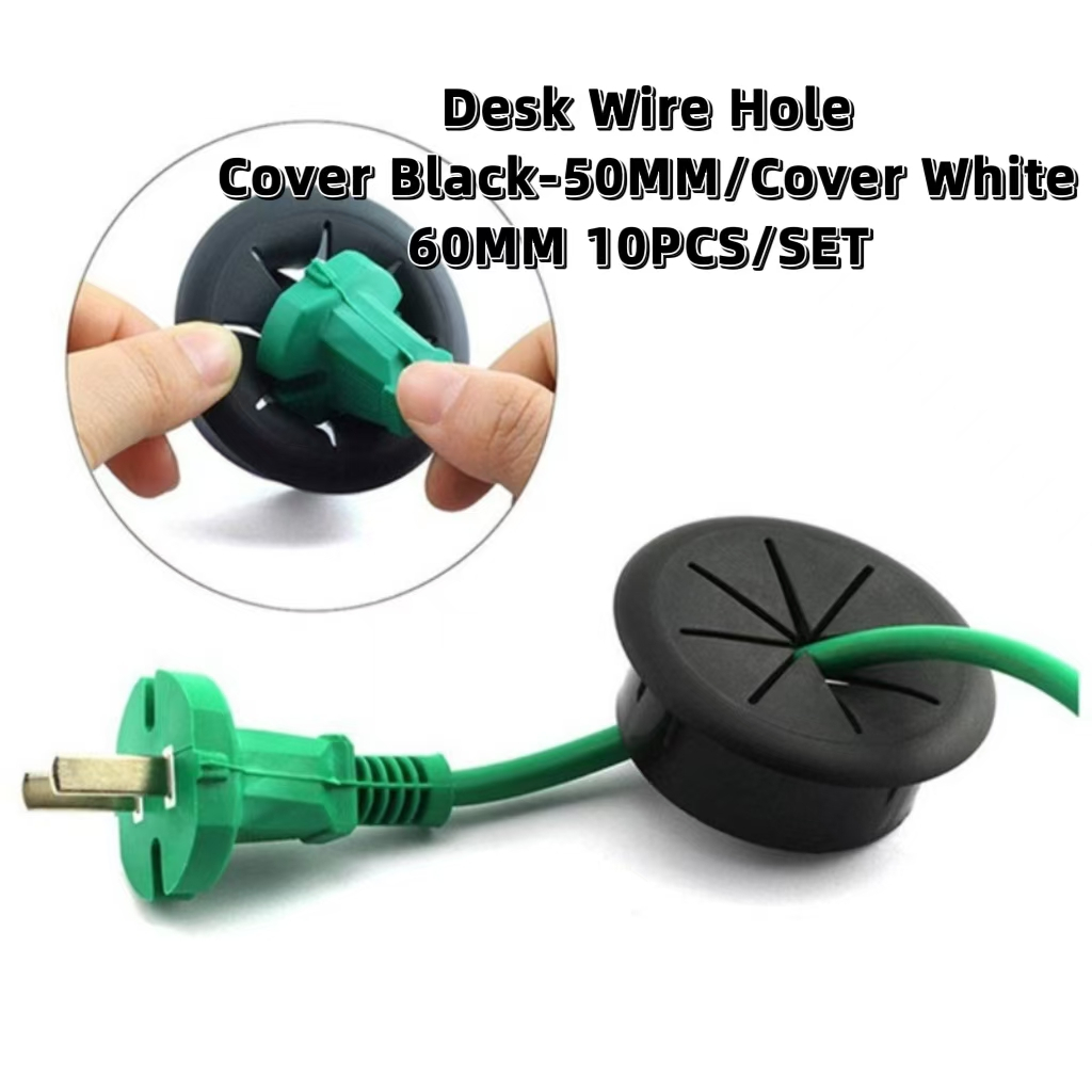 50/60mm 10pcs Office Desk Wire Hole Cover Desk Cord Grommet Tabletop ...