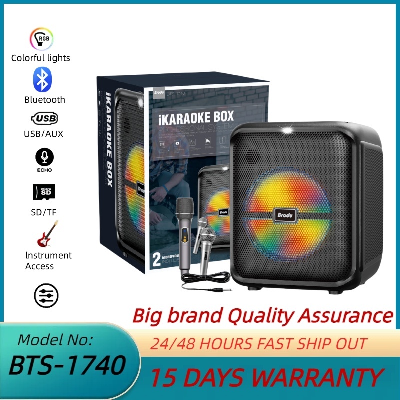 Brodu BTS-1740 Bluetooth Speaker Karaoke Speaker with 2 Microphones ...