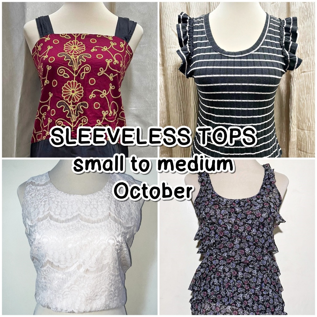 Sleeveless Tops | S-M | cami tank top | halter sando | stripes floral ...