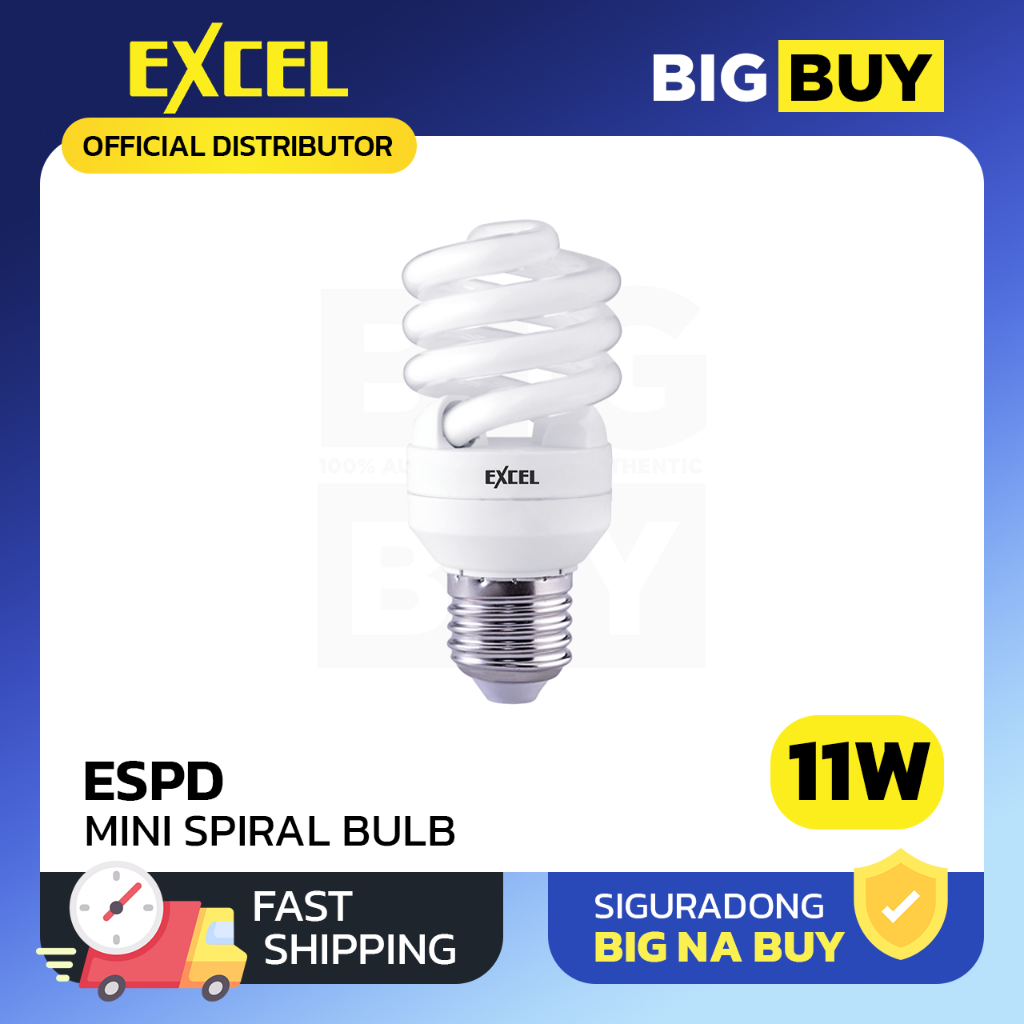 Excel - Compact Fluorescent Mini Spiral Bulb 11, 18 Watts - Daylight ...