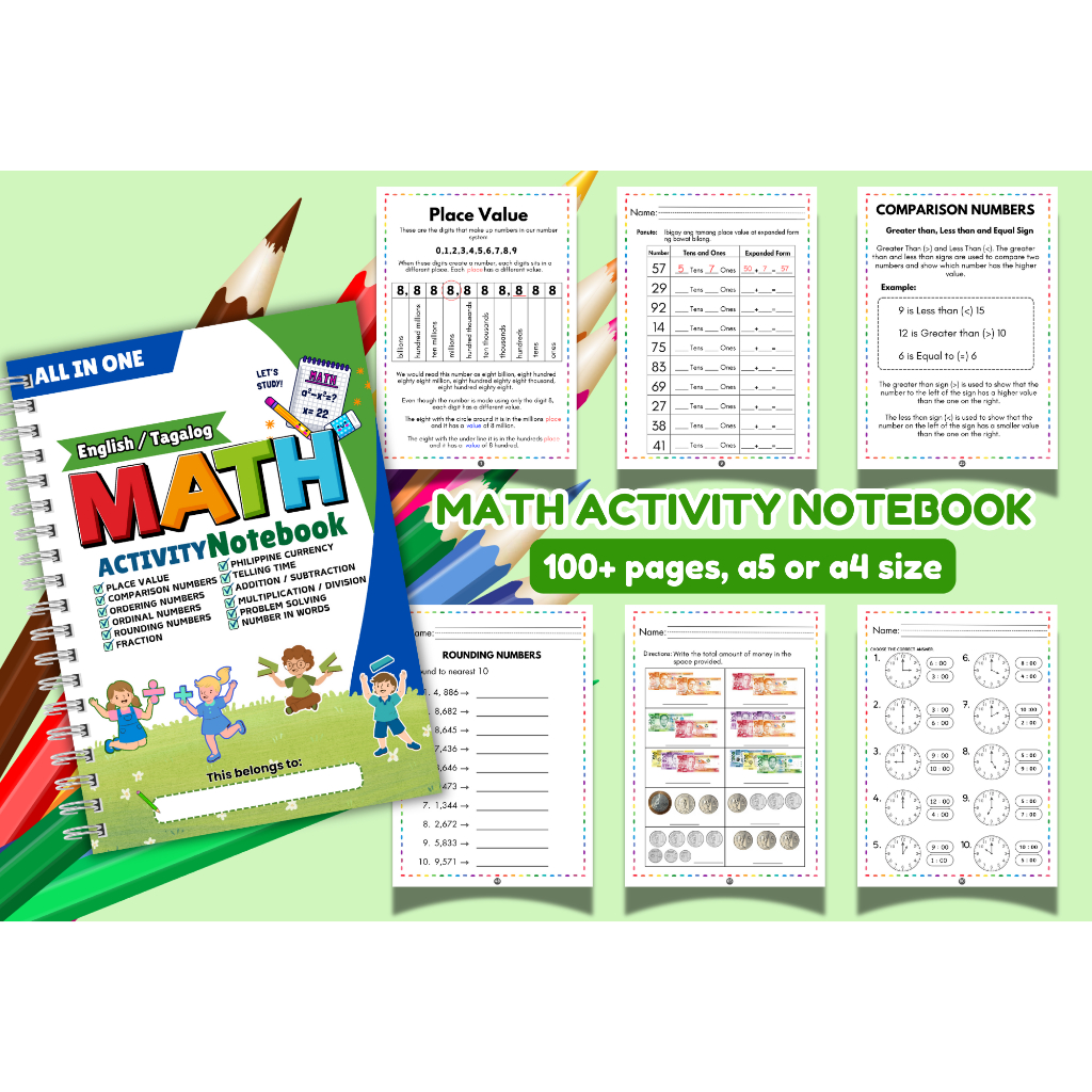 MATH ALL IN ONE ACTIVITY NOTEBOOK/MATH WORKBOOK FOR KIDS/MATH LEARNING ...
