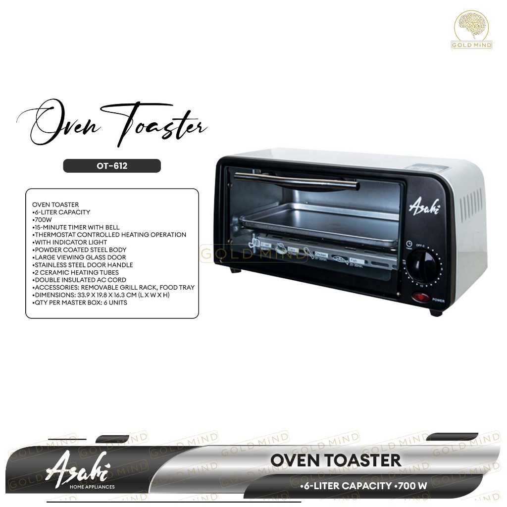 Asahi Oven Toaster 6 Liters Capacity (700W) - Gold Mind Everyday Low ...
