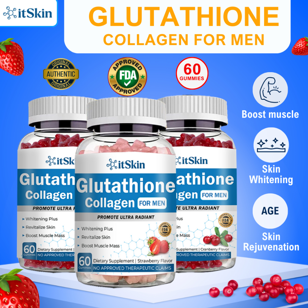 Itskin Glutathione Collagen Gummies For Men Anti-Aging Skin Whitening ...
