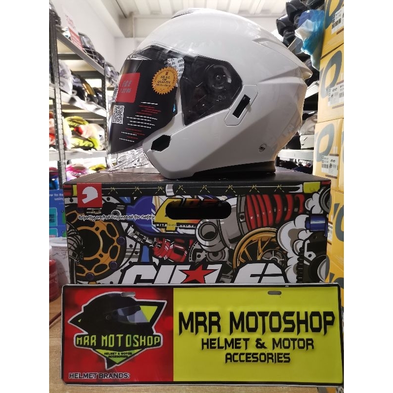 gille visage gloosy white halface helmet | Shopee Philippines