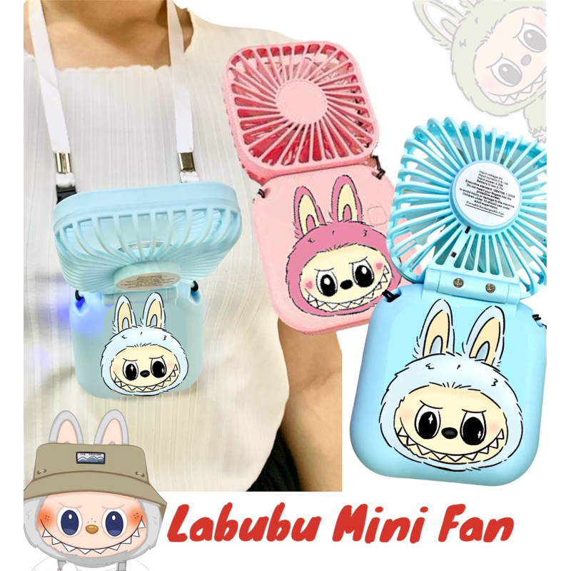 Labubu monster Mini foldable neck fan hanging fan | Shopee Philippines