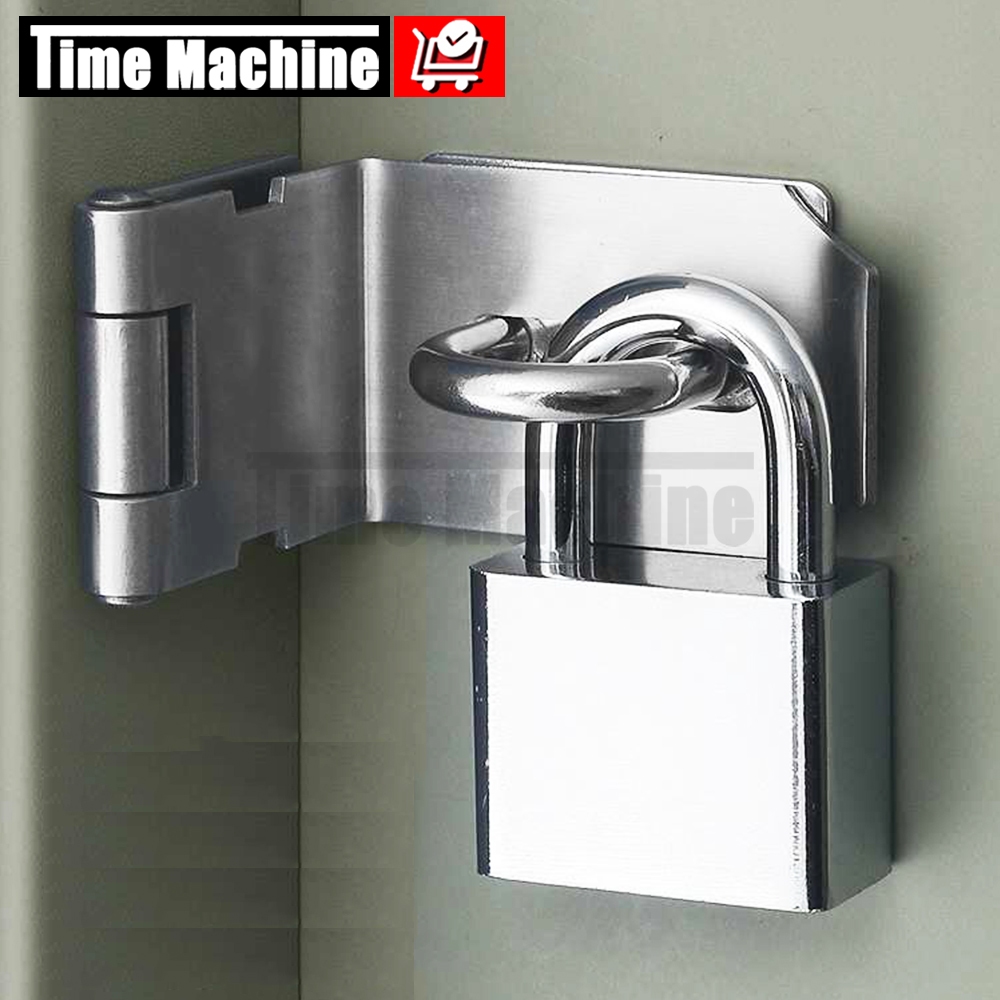 Stainless Steel 90 Degree Hasp Nail Door Shed Latch With 30mm Padlock ...