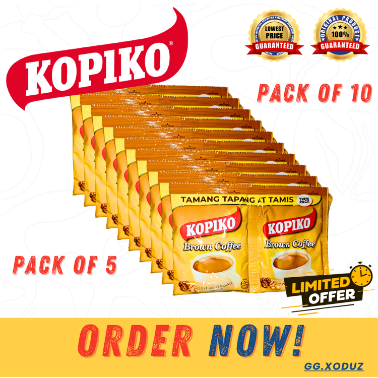 [10 PCS] KOPIKO BROWN COFFEE TWIN Pack Instant 3in1 Coffee Mix with 10% ...