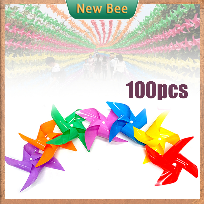 100Pcs Plastic Pinwheels Fiesta Flag Yard Garden Plastic Pinwheels with ...