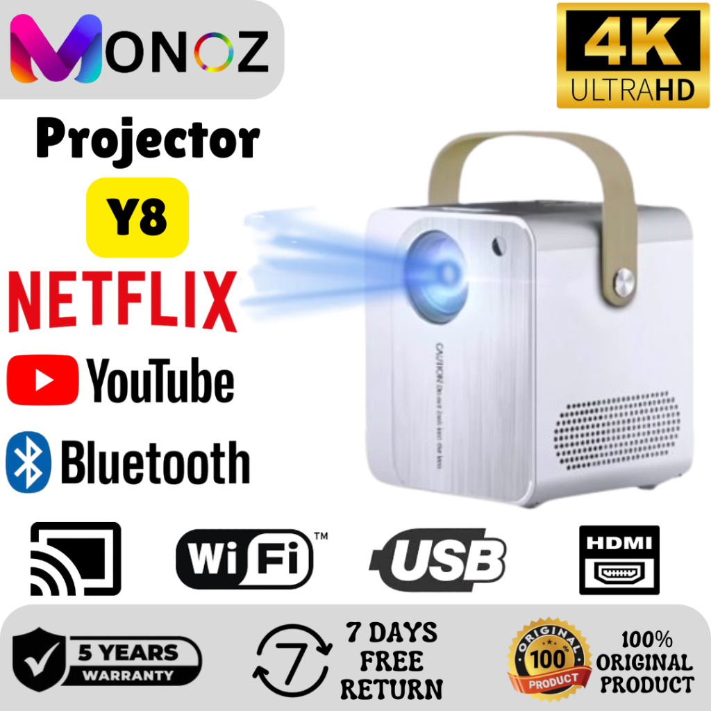 Android Projector Y8 Pro Portable Mini 4K UHD 6000 Projectors Android ...