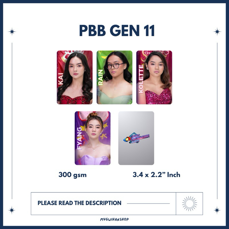 PBB GEN 11 UNOFFICIAL PHOTOCARD FYANG KAI RAIN KOLETTE JARREN | Shopee ...