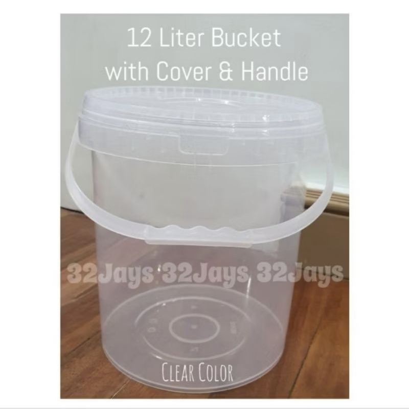 [Bulk] Empty 12 Liter Bucket with Cover and Handle Plastic Container ...
