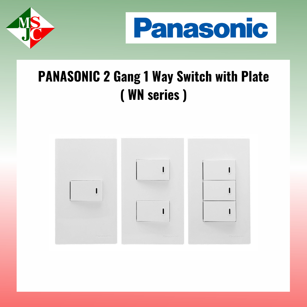 PANASONIC 2 Gang 1 Way Switch with Plate ( WN series ) | Shopee Philippines