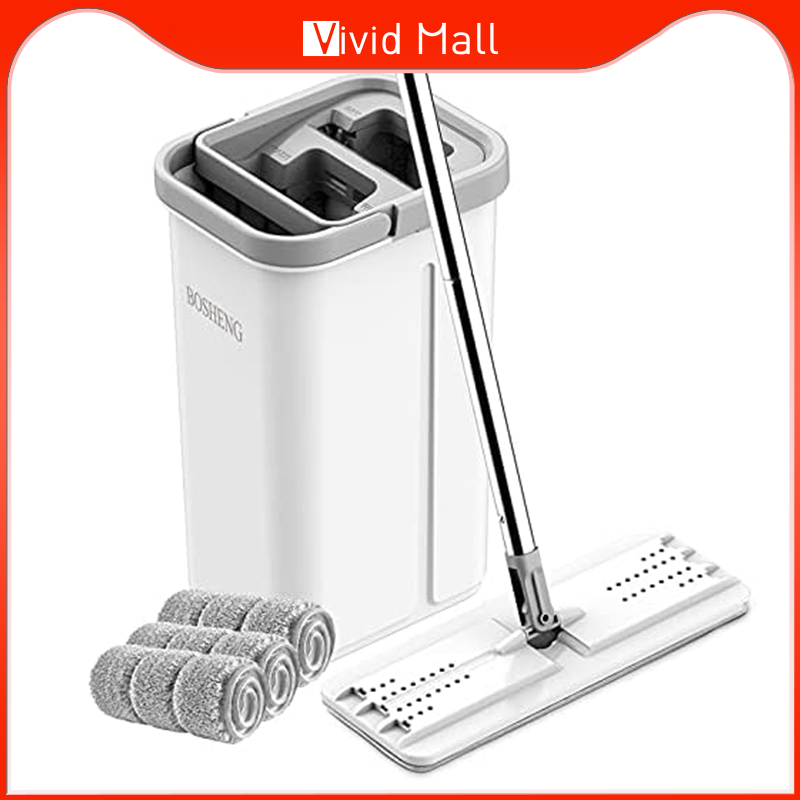 Vivid 2in1 Flat Mop With Bucket Self-Washh Squeeze Dry Floor Mop 2in1 ...
