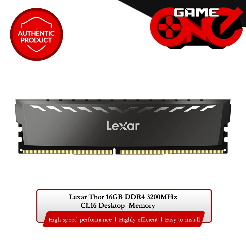 Lexar Thor UDIMM 16GB DDR4 Desktop RAM 3200MHz CL16 (LD4BU016G-R3200GSXG) [Dark Grey] | Shopee ...