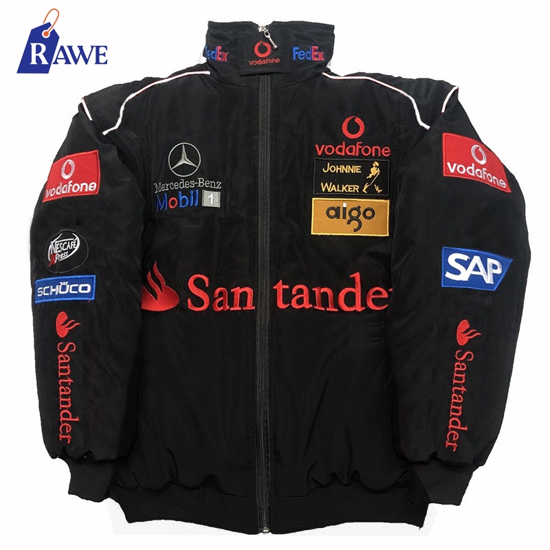 RAWE F1 Racing Jacket High Quality For Men Black Embroidery Retro Motor ...