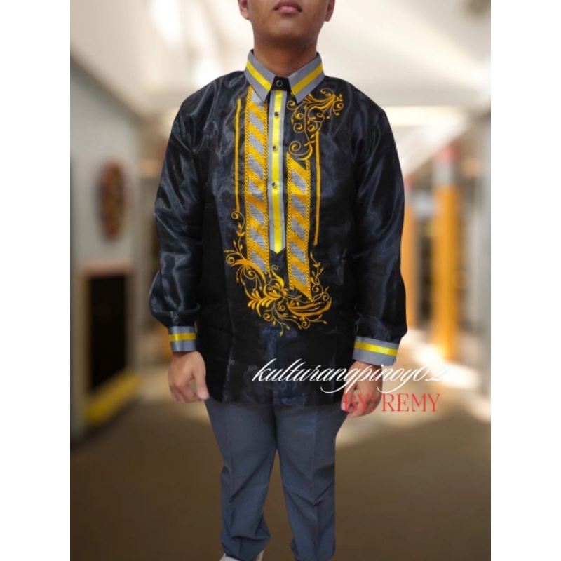 Barong Tagalog for Men Black/Gold | Shopee Philippines