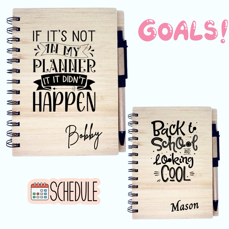 Personalized Laser Engrave Notebook Bamboo Journal Planner Souvenir ...