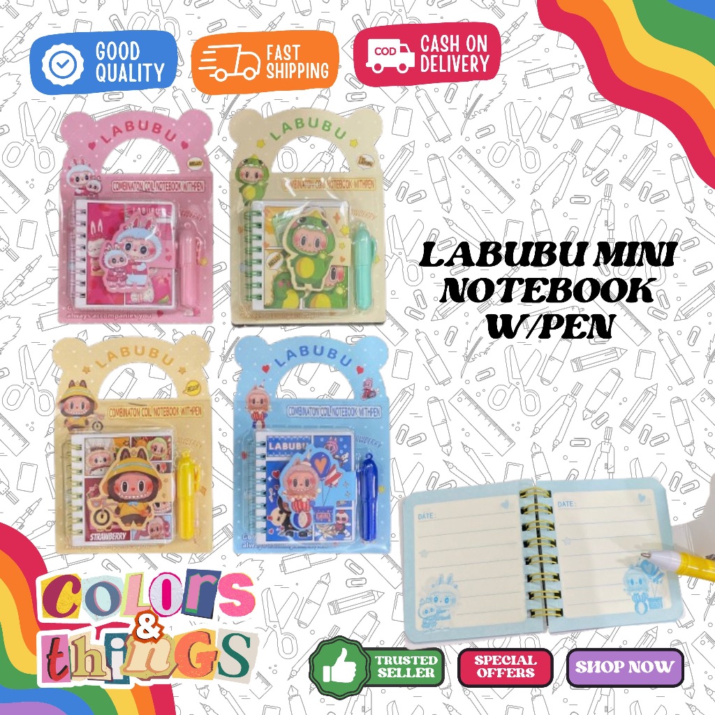 Labubu/Kuromi Combination Coil Notebook With Pen | Shopee Philippines