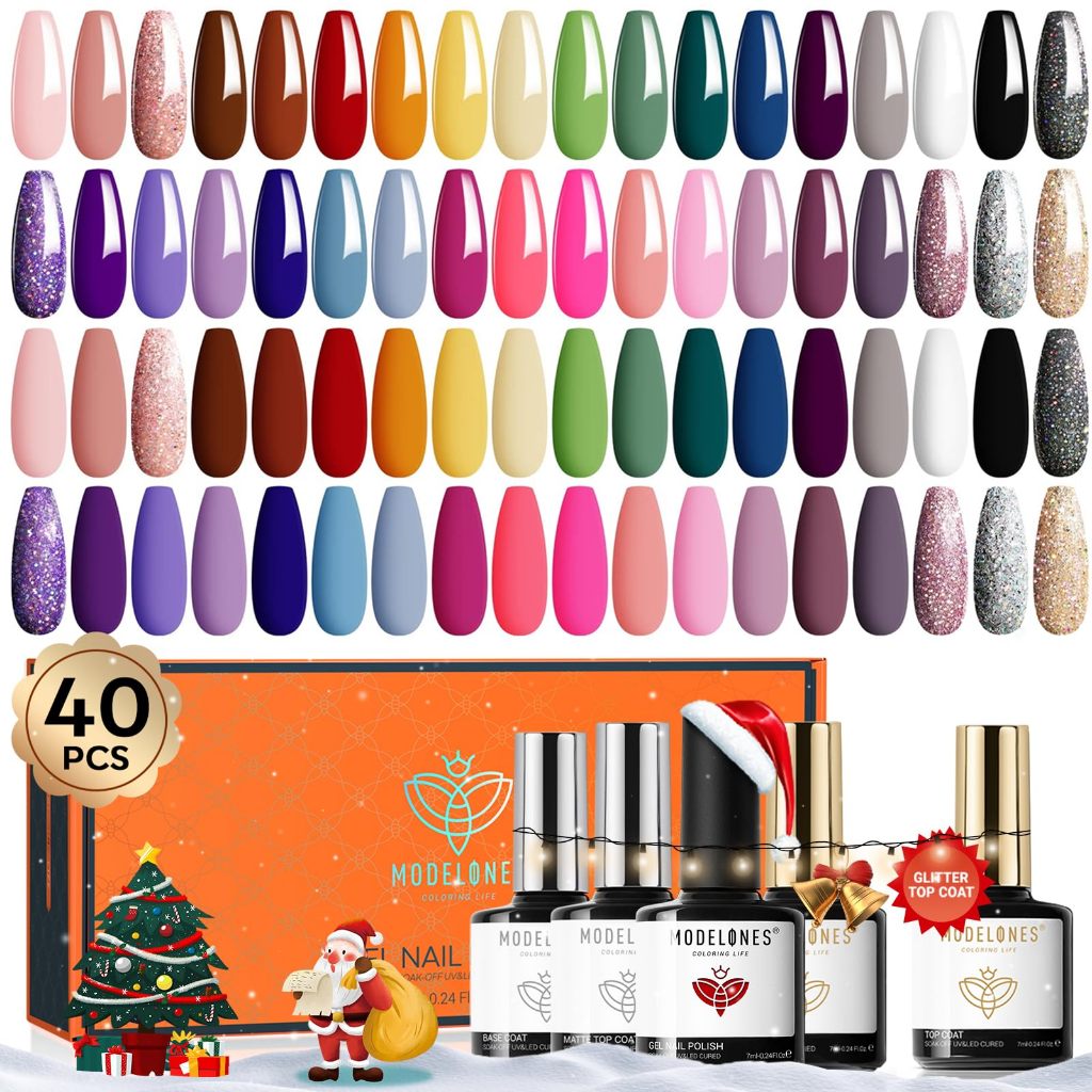 modelones 40 PCS Gel Nail Polish Set, 36 Colors Gel Polish All Seasons ...