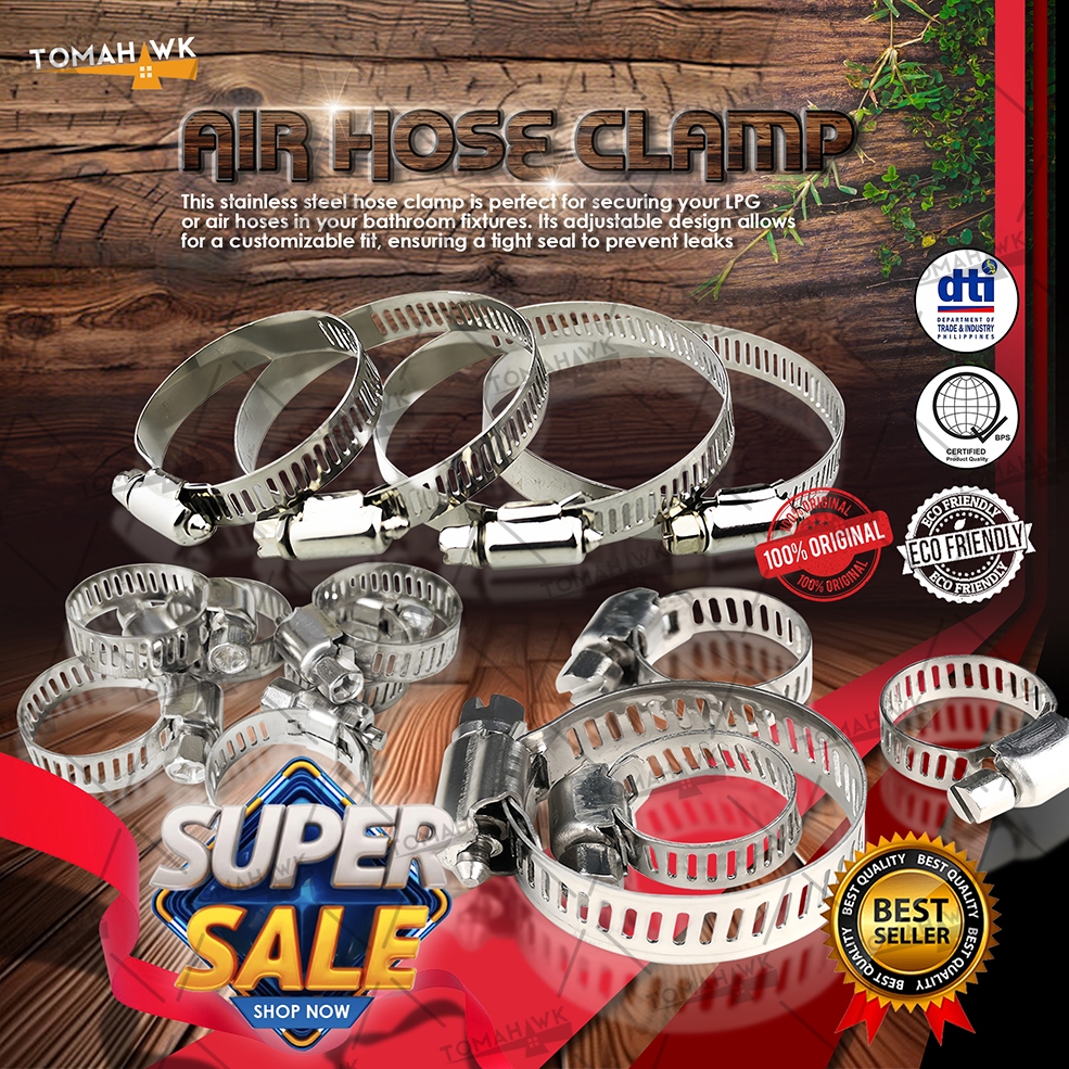 TOMAHAWK STAINLESS LPG/AIR HOSE CLAMP (ADJUSTABLE) | Shopee Philippines