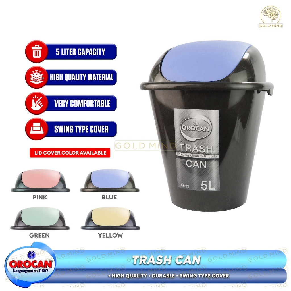 Orocan Trash Can with Swing Cover / Trash Bin Garbage Can Basurahan 5 ...