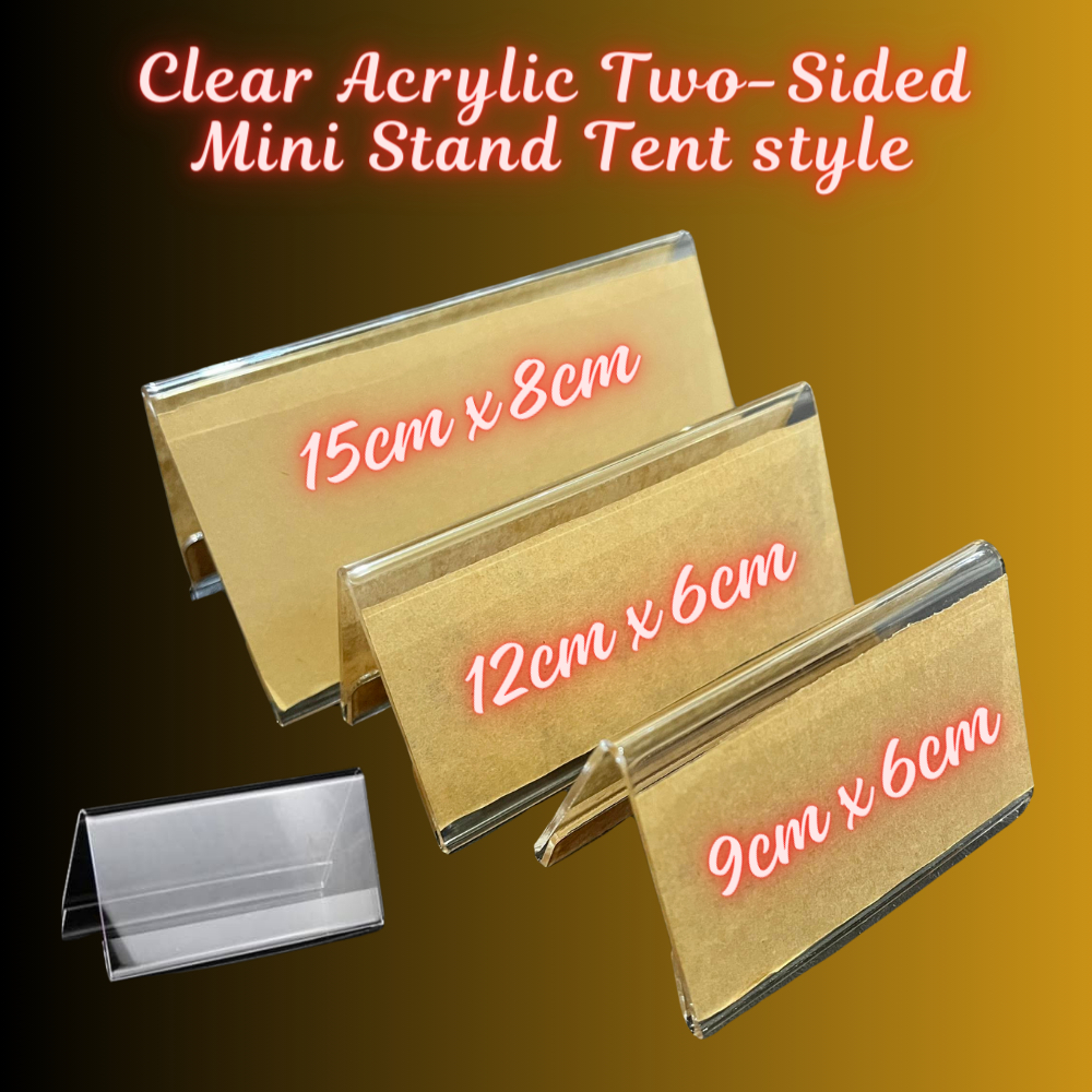 10pcs Clear Acrylic Tent Style Stand [15x8cm,12x6cm, 9x6cm]Table Sign ...