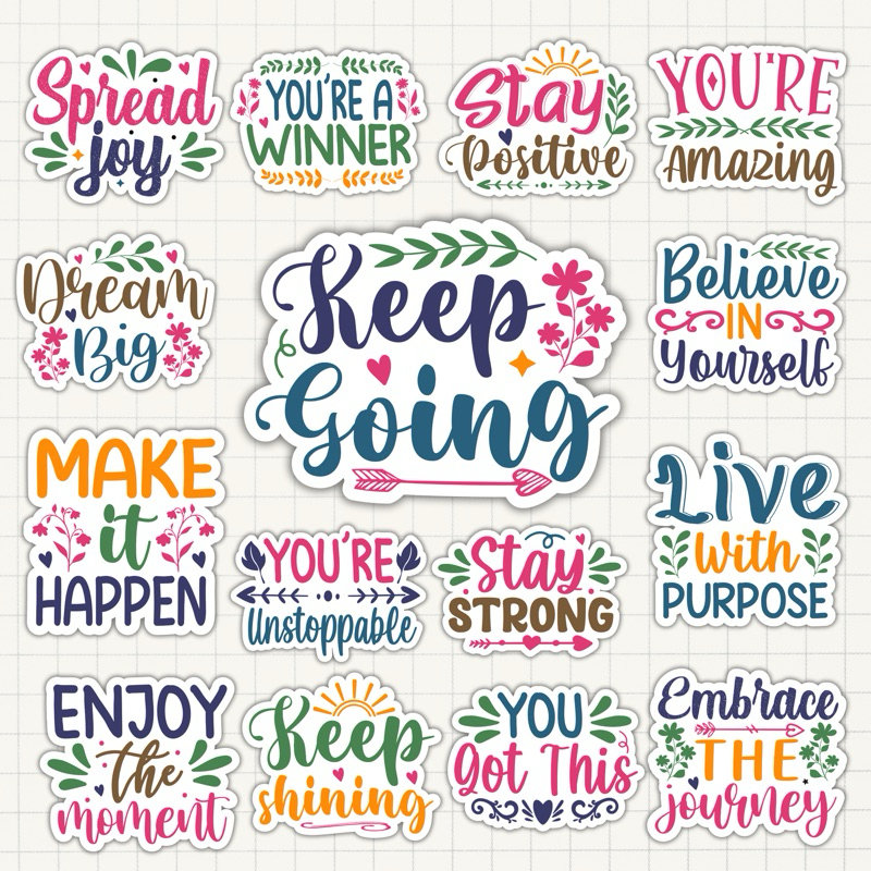 15 pcs Motivational Inspirational Positivity Sticker Pack, Waterproof ...