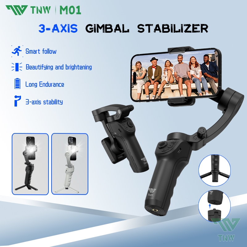 TNW M01 Smartphone 3-Axis Gimbal Stabilizer Phone Handheld with LED ...